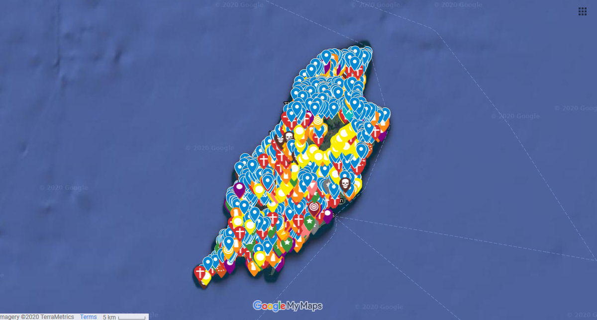 Isle of Man Map of Ancient & Historic Sites from the First OS Maps